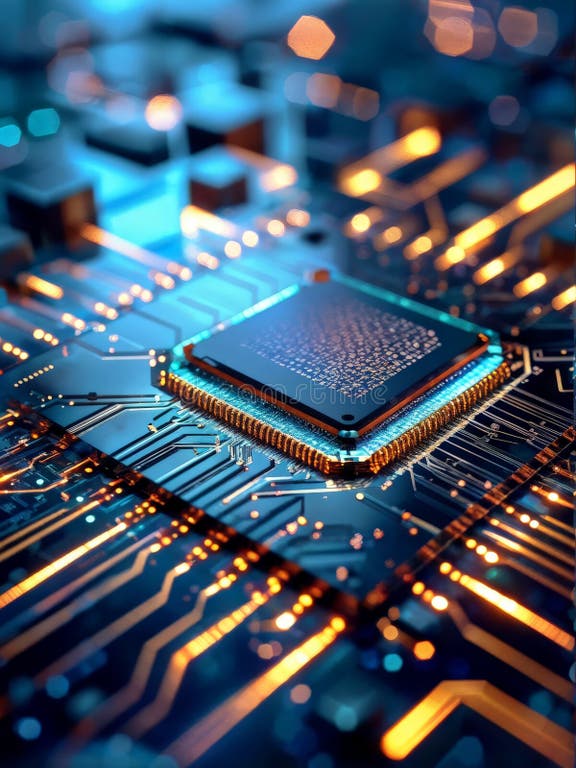 Computer Chip Circuit Close Up.computer Up Stock Illustration ...