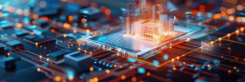 A Computer Chip with a City View on it by AI Generated Image Stock ...