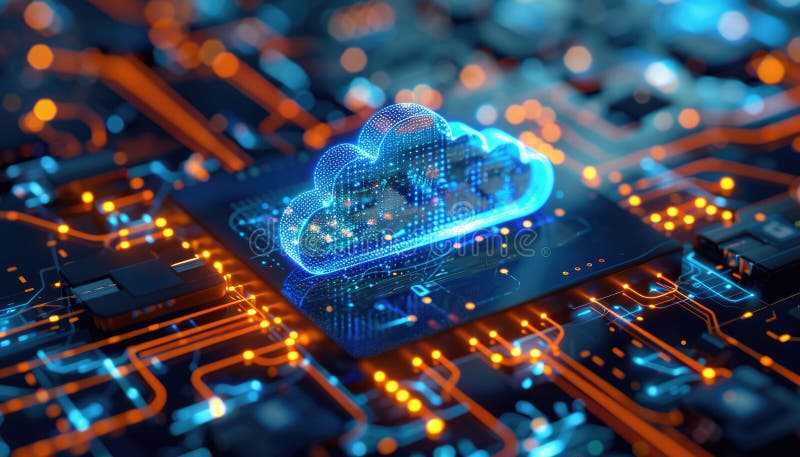 A Computer Chip with a Cloud on it by AI Generated Image Stock Image ...