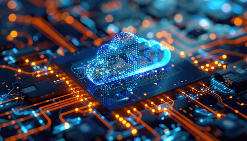 A Computer Chip with a Cloud on it by AI Generated Image Stock Image ...