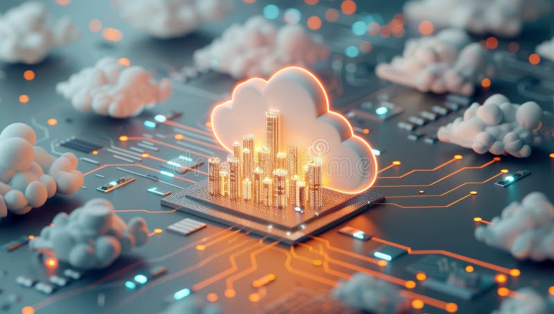 A Computer Chip with a Cloud on Top of it by AI Generated Image Stock ...