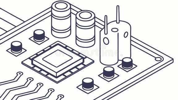 Computer Chip Components, Technology and Engineering Vector Design ...