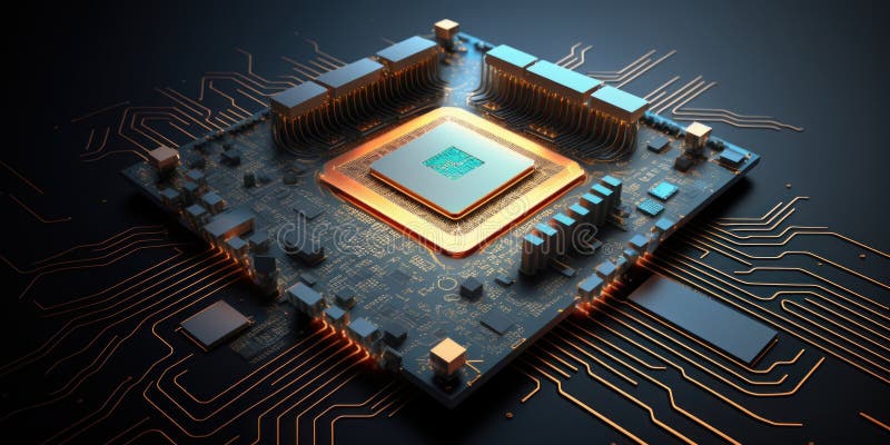 Computer chip or cpu stock illustration. Illustration of integrated ...
