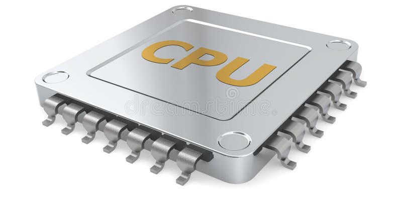 Computer Chip CPU Isolated on White Background Stock Illustration ...