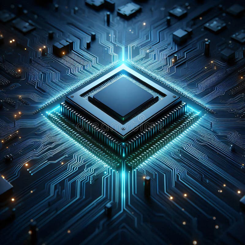 Computer Chip Dark Background with Circuit Board Texture Stock Image ...