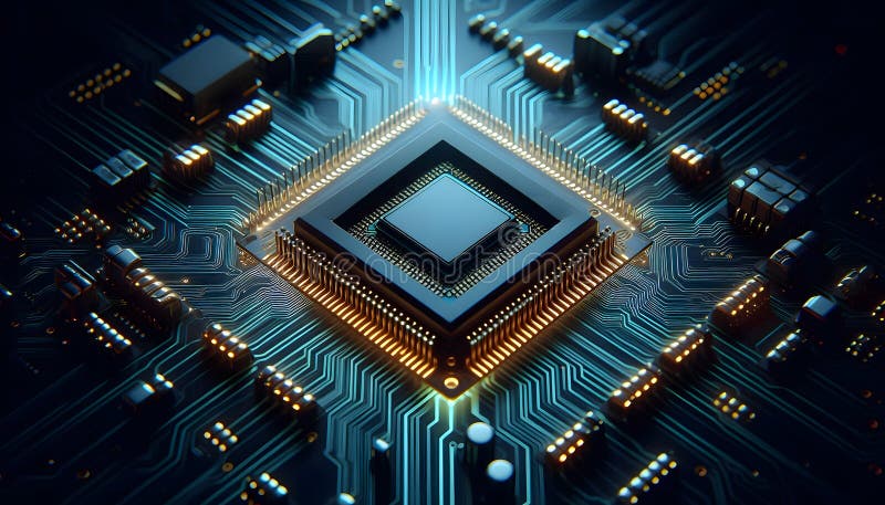 Computer Chip Dark Background with Circuit Board Texture Stock Image ...