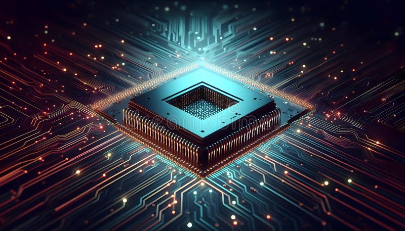 Computer Chip Dark Background with Circuit Board Texture Stock Image ...
