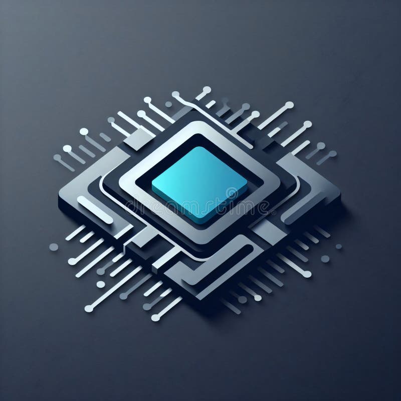 Computer Chip Dark Background Minimalistic Style Illustration Stock ...
