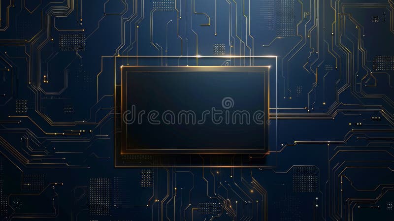 Computer Chip on Dark Blue Background Stock Illustration - Illustration ...