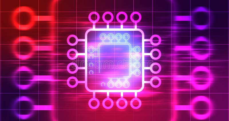 Computer Chip Digital Hologram Infographic Digital Bg. Stock ...
