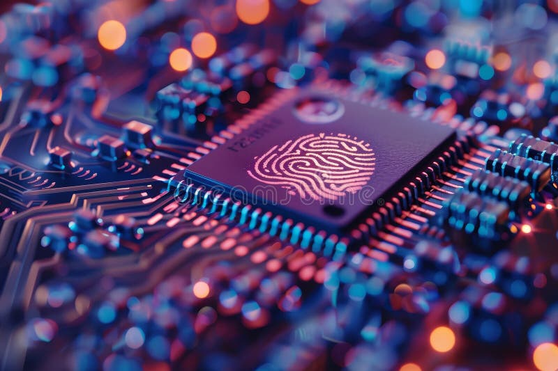 A Computer Chip with a Fingerprint on it Stock Image - Image of ...