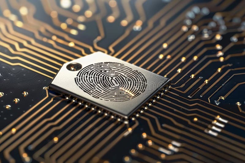 A Computer Chip with a Fingerprint on it Stock Image - Image of concept ...