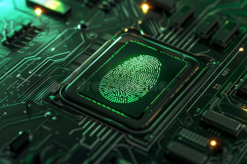 A Computer Chip with a Fingerprint on it Stock Image - Image of binary ...