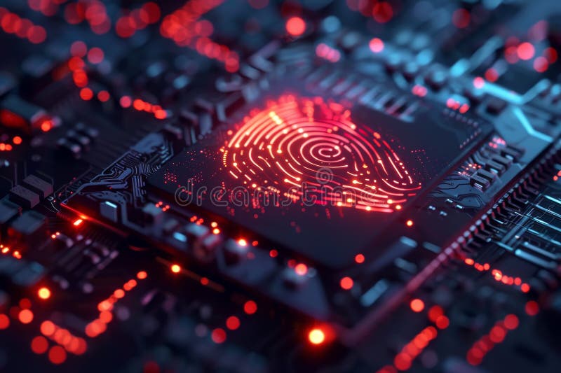 A Computer Chip with a Fingerprint on it Stock Photo - Image of code ...