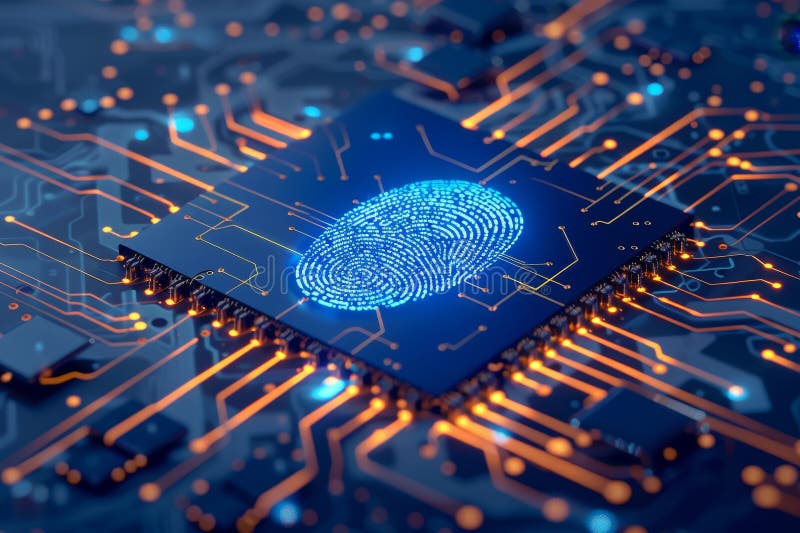 A Computer Chip with a Fingerprint on it Stock Photo - Image of ...