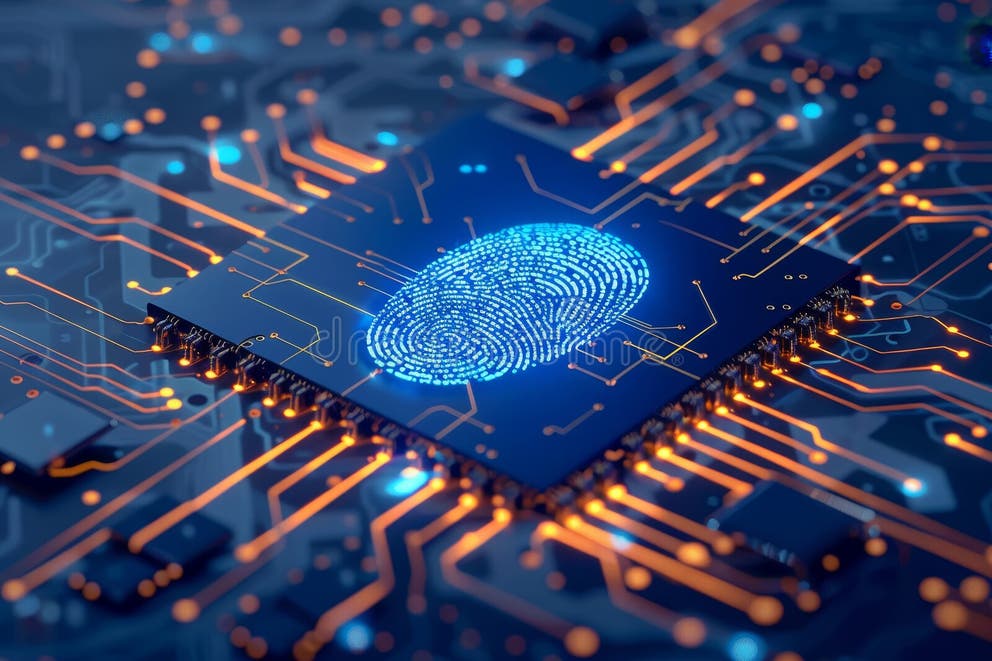 A Computer Chip with a Fingerprint on it Stock Photo - Image of ...