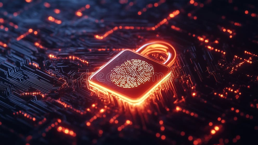 A Computer Chip with a Fingerprint on it Stock Illustration ...