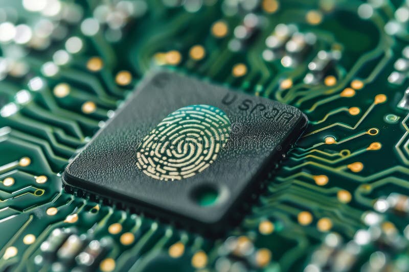A Computer Chip with a Fingerprint on it Stock Photo - Image of ...