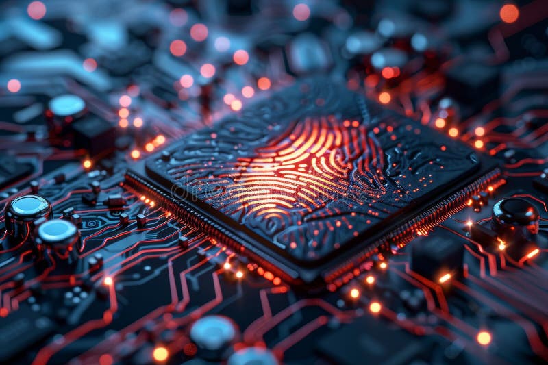 A Computer Chip with a Fingerprint on it Stock Image - Image of ...