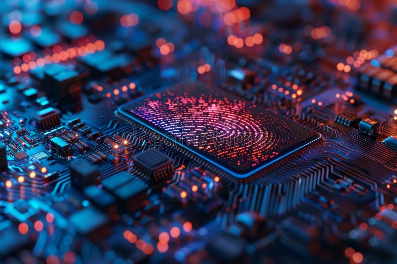 A Computer Chip with a Fingerprint on it Stock Image - Image of ...