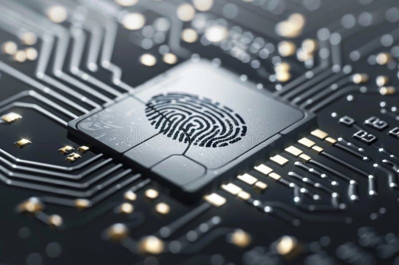 A Computer Chip with a Fingerprint on it Stock Image - Image of ...
