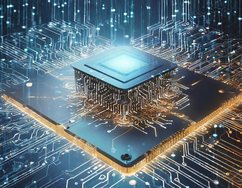 Computer Chip with a Glowing Blue Light. CPU, Processor in the ...