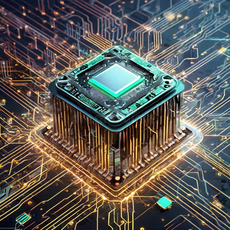 Computer Chip with a Glowing Blue Light. CPU, Processor in the ...