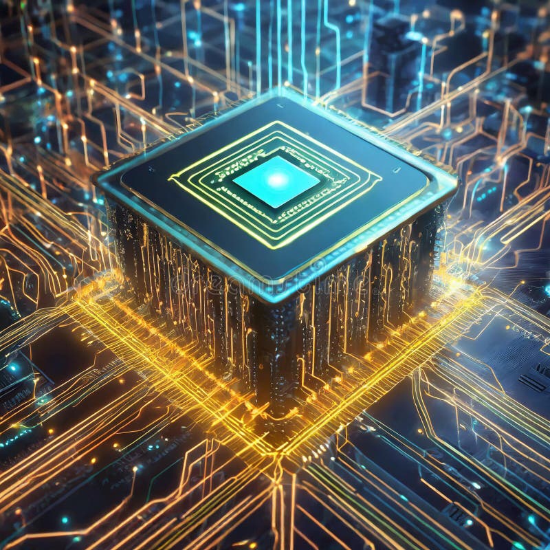 Computer Chip with a Glowing Blue Light. CPU, Processor in the ...