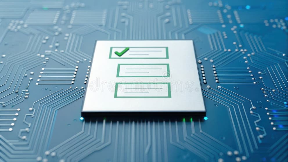 Computer Chip with Green Arrow Pointing Up Signifying Consent Form ...