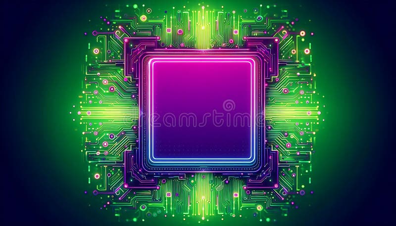 A Computer Chip with a Green Background Stock Illustration ...