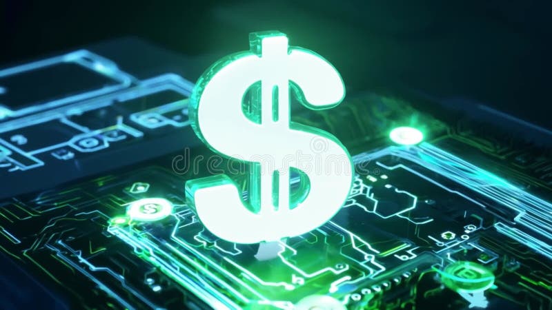 A Computer Chip with Green and Blue Lines Stock Video - Video of ...