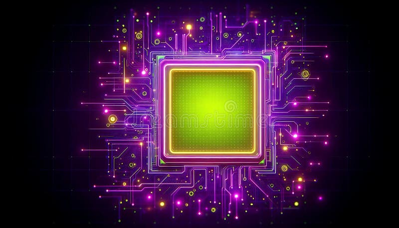A Computer Chip with a Green Square in the Middle. the Square is ...