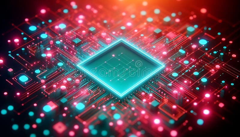 A Computer Chip with a Green Square in the Middle. the Chip is ...