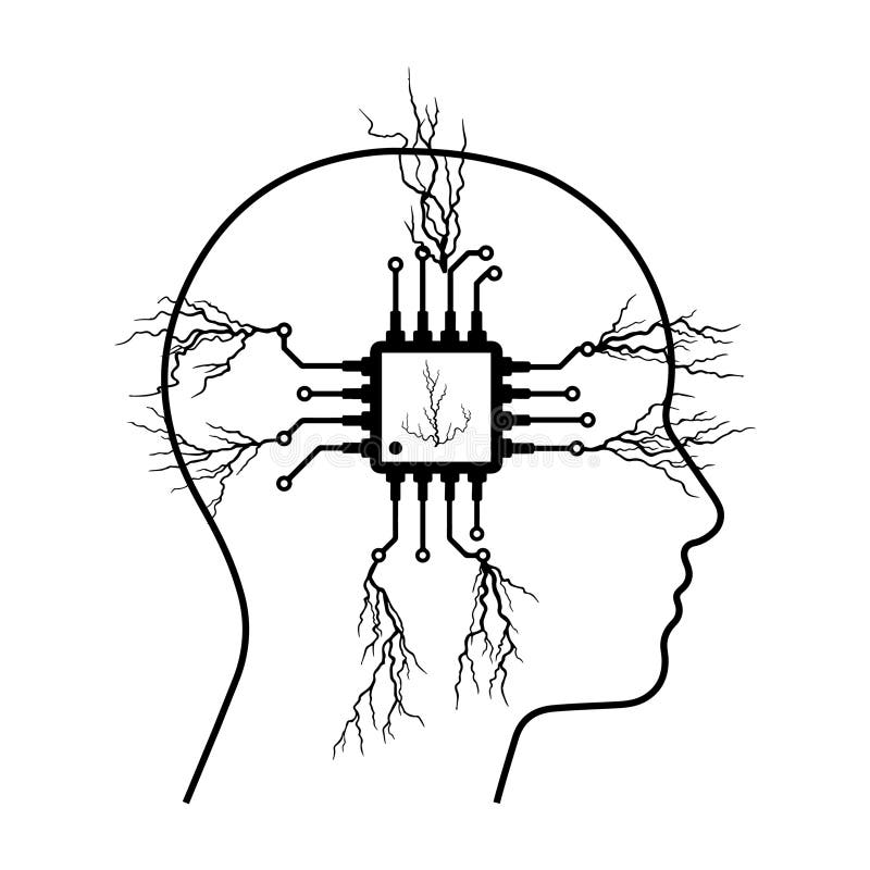 Computer chip in the head stock illustration. Illustration of brand ...