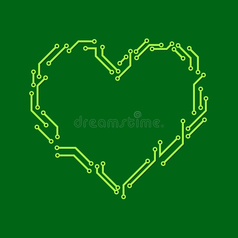 Computer Chip with Heart Symbol Stock Vector - Illustration of green ...