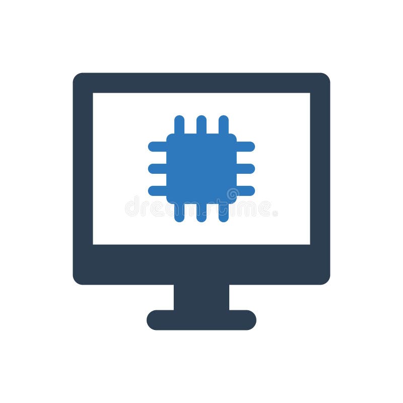 Computer chip icon stock illustration. Illustration of monitor - 374157329
