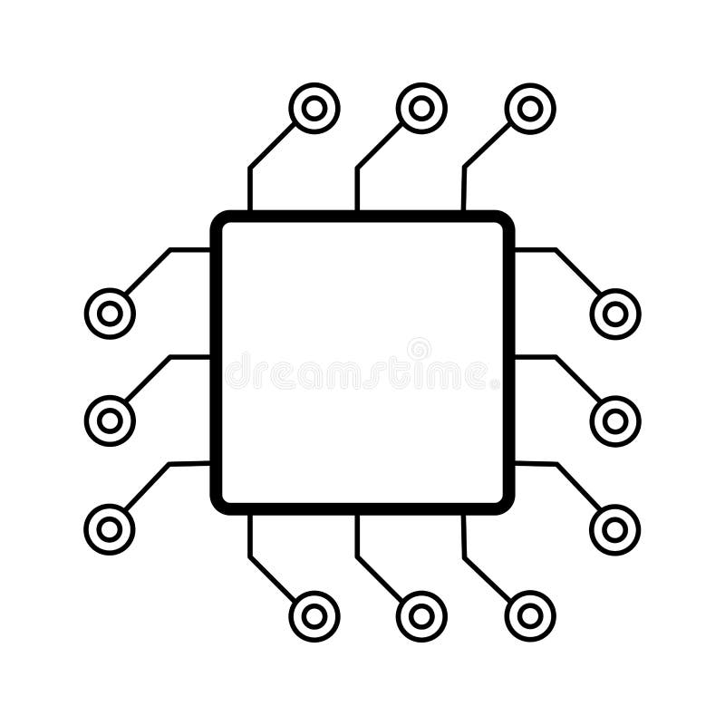 Computer Chip CPU Line Icon Isolated. Accessories for Digital Devices ...