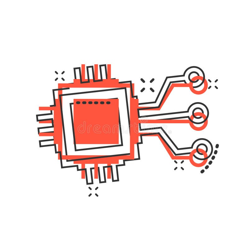 Computer Chip Icon in Flat Style. Circuit Board Vector Illustration on ...