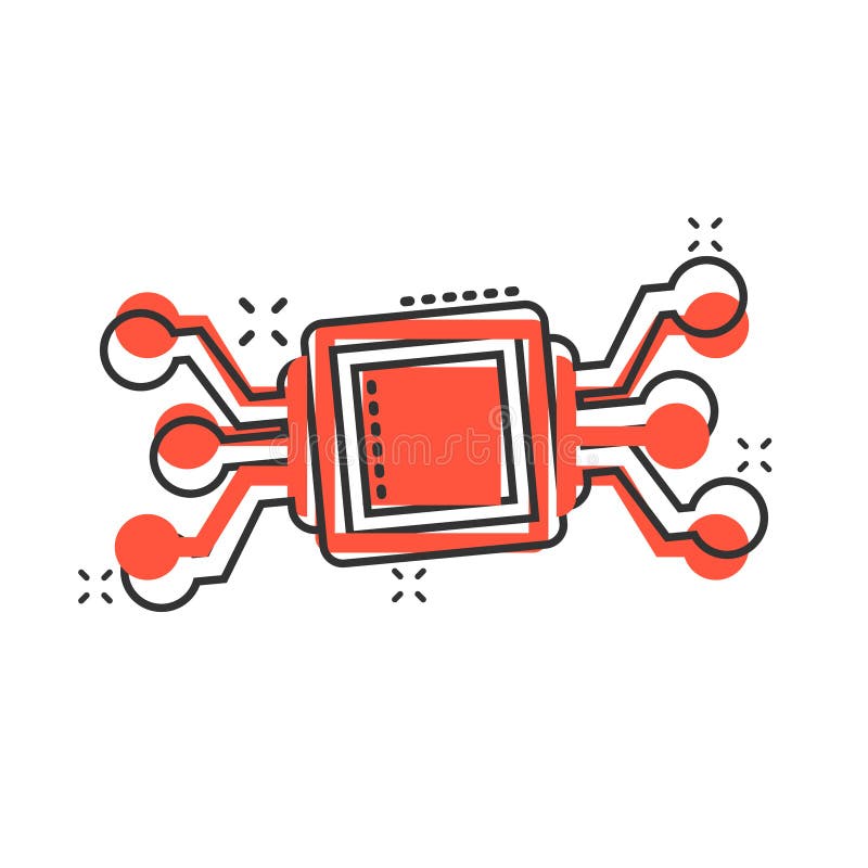 Computer Chip Icon in Flat Style. Circuit Board Vector Illustration on ...