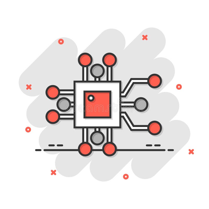 Computer Chip Icon in Flat Style. Circuit Board Vector Illustration on ...