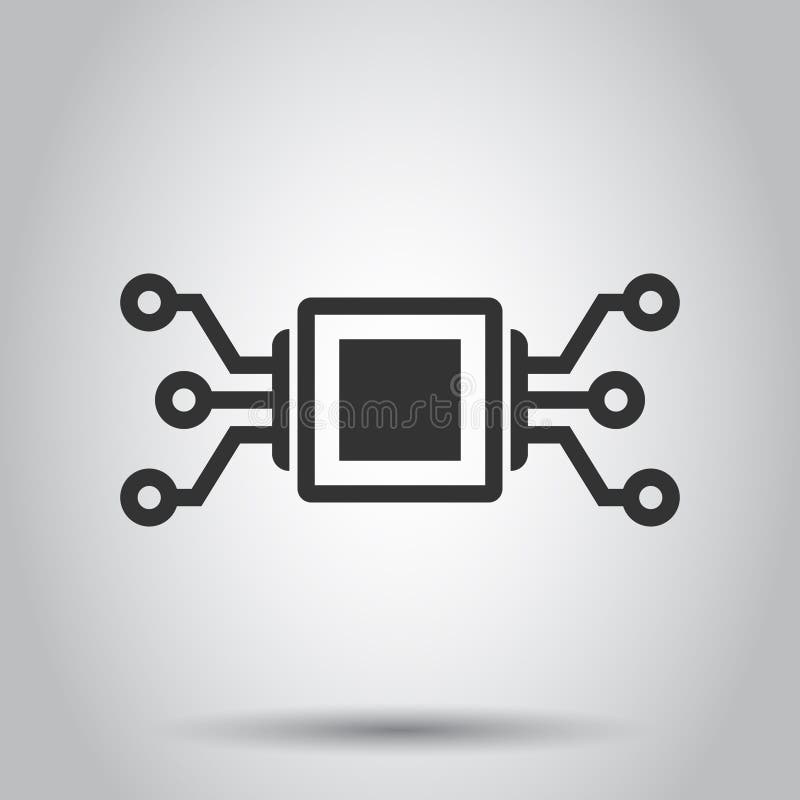 Computer Chip Icon in Flat Style. Circuit Board Vector Illustration on ...