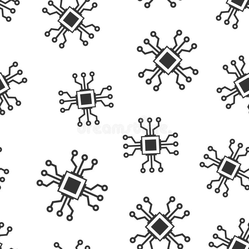 Computer Chip Icon in Flat Style. Circuit Board Vector Illustration on ...