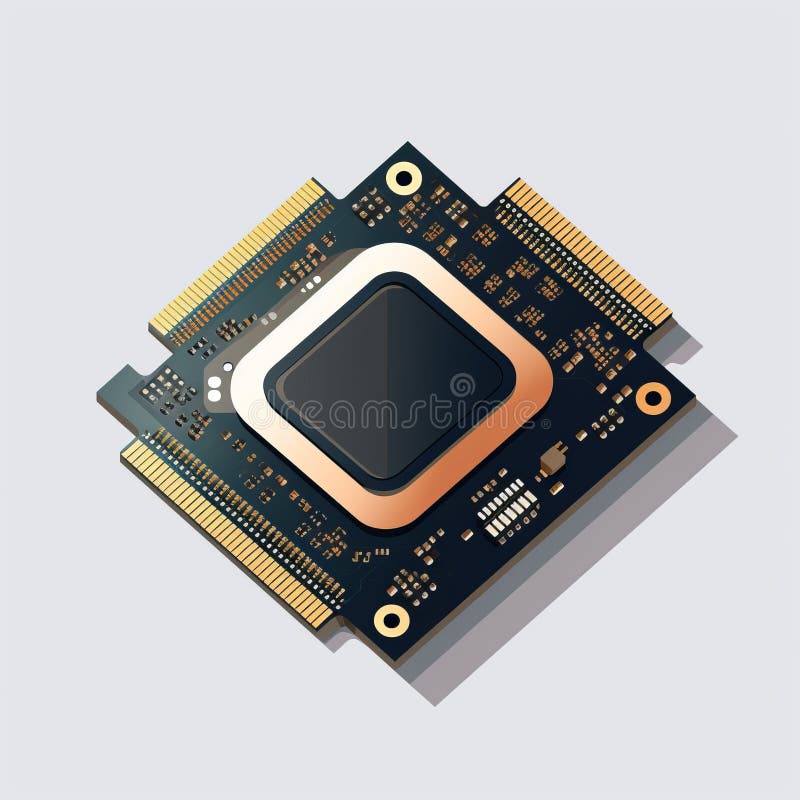 Computer Chip Icon: Realistic Illustration with Surrealistic Elements ...