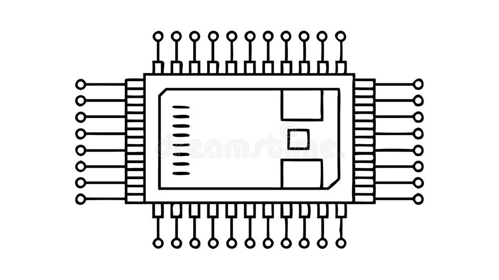 Computer Chip Icon, Technology Processor Graphic Design, Vector Design ...