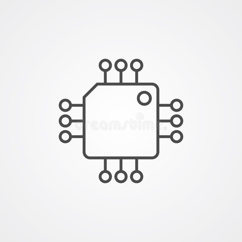 Computer Chip Vector Icon Sign Symbol Stock Illustration - Illustration ...