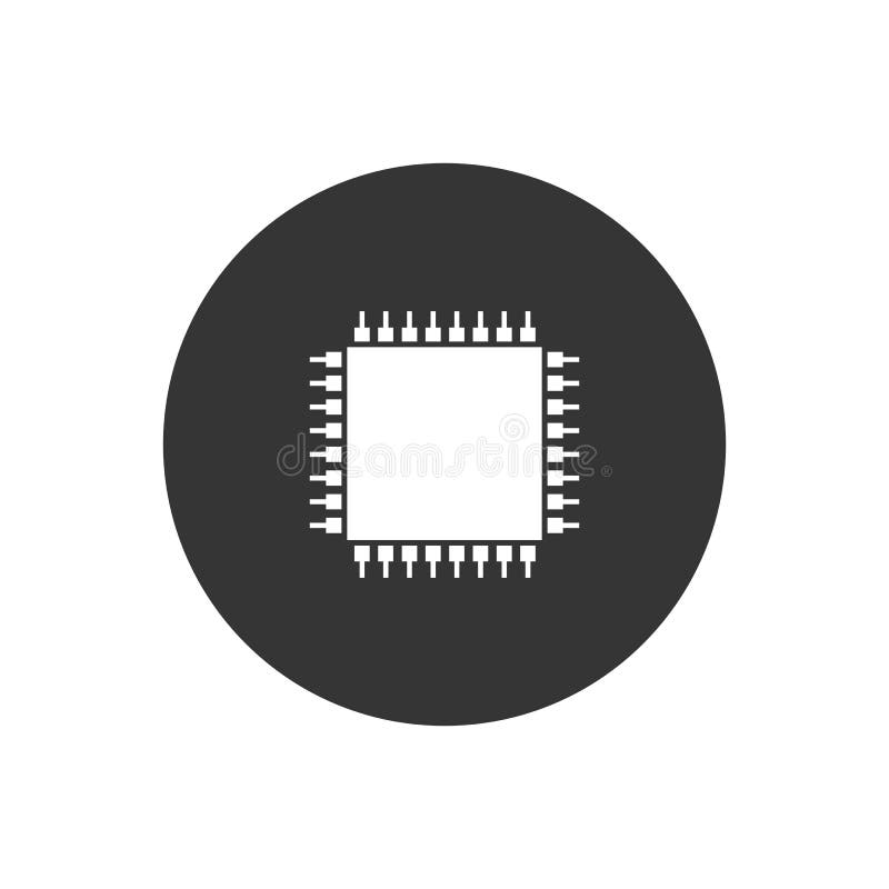 Computer Chip Line Icon Vector Illustration Modern Flat Style Stock ...