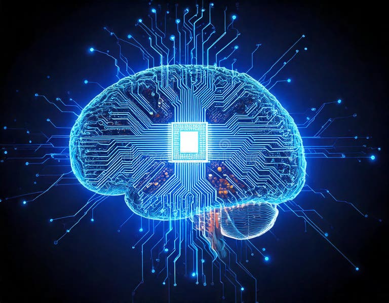 A Computer Chip is Inside of a Brain Stock Image - Image of network ...