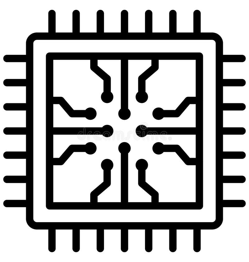 Computer Chip, Integrated Circuit Isolated Vector Icon that Can Be ...
