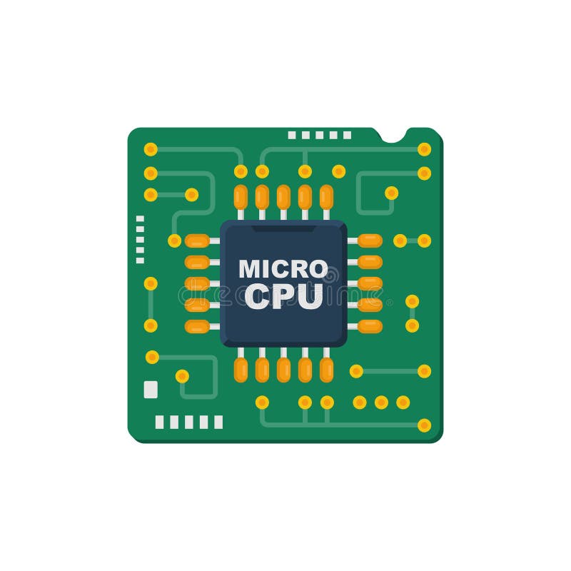 Computer Chip in Hand. Vector Illustration Flat Design Stock ...