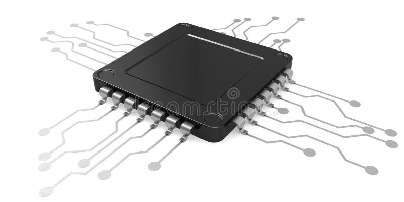 Computer Chip Isolated on White Background Stock Illustration ...